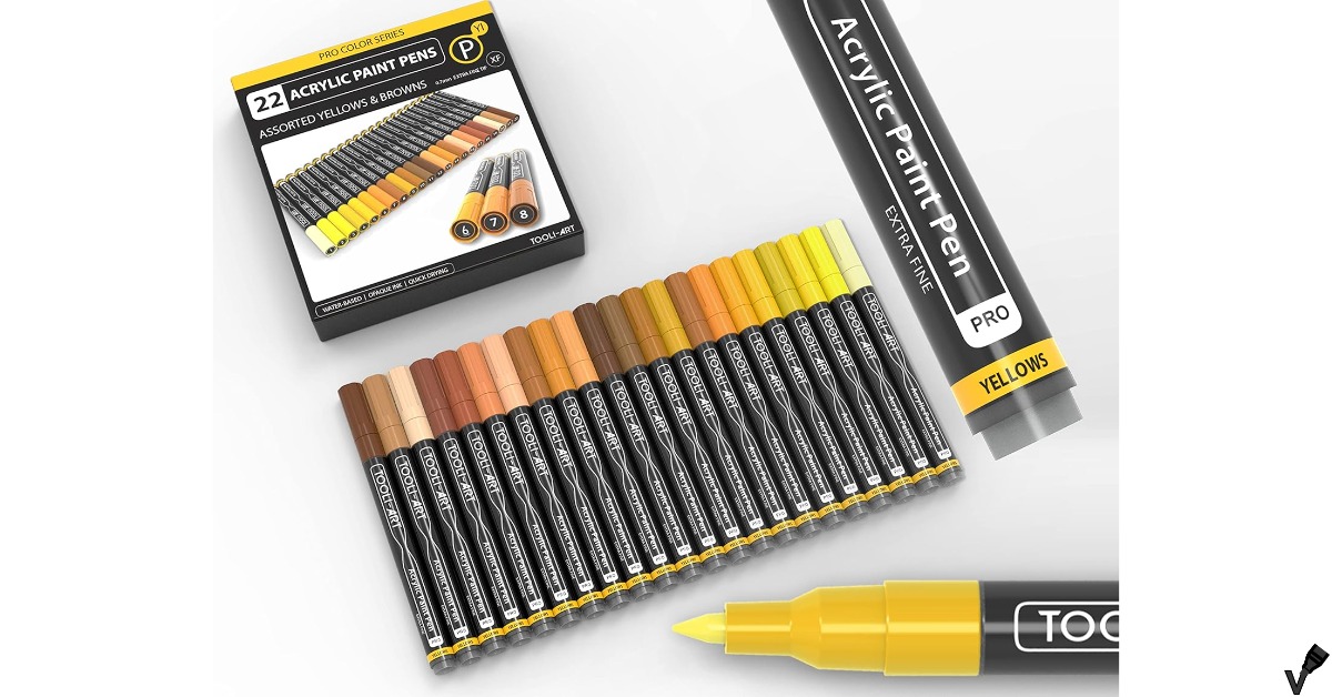 TOOLI-ART Acrylic Paint Markers - Assorted Yellow And Brown Set 0.7mm ...